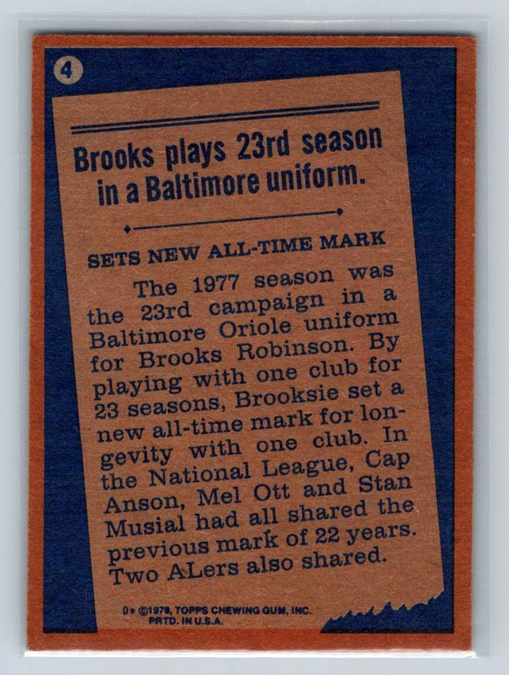 1978 Topps Brooks Robinson #4 Baltimore Orioles | eBay
