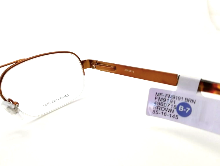 BRAND NEW MEN AVIATOR CONTOUR FM 9191 BROWN SEMI RIMLESS METAL FRAMES ...