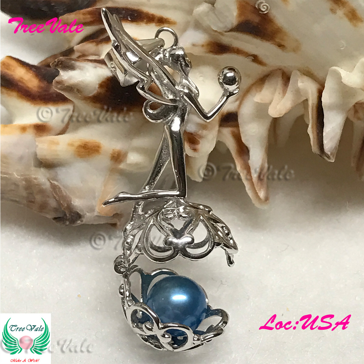 Fairy Tink - Solid 925 Sterling Silver - Locket Pearl Cage Pendant ...