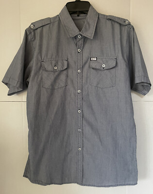 WAVE RIDING VEHICLE WRV mens short sleeve button up shirt bluish gray ...