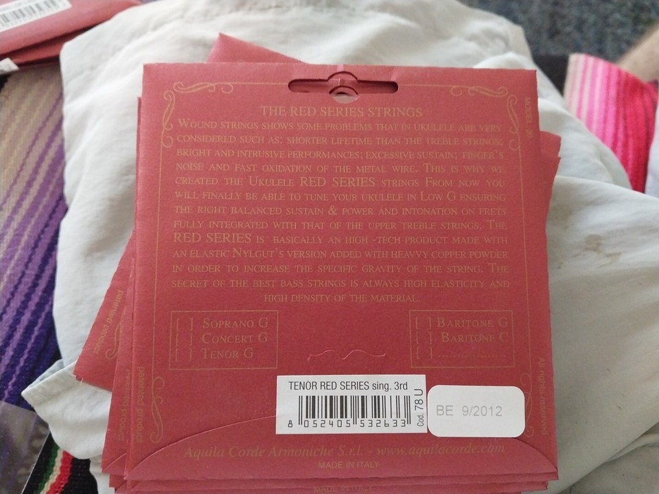 Aquila 78u RED Tenor Ukulele Unwound ( Plain ) 3rd, Single String New ...