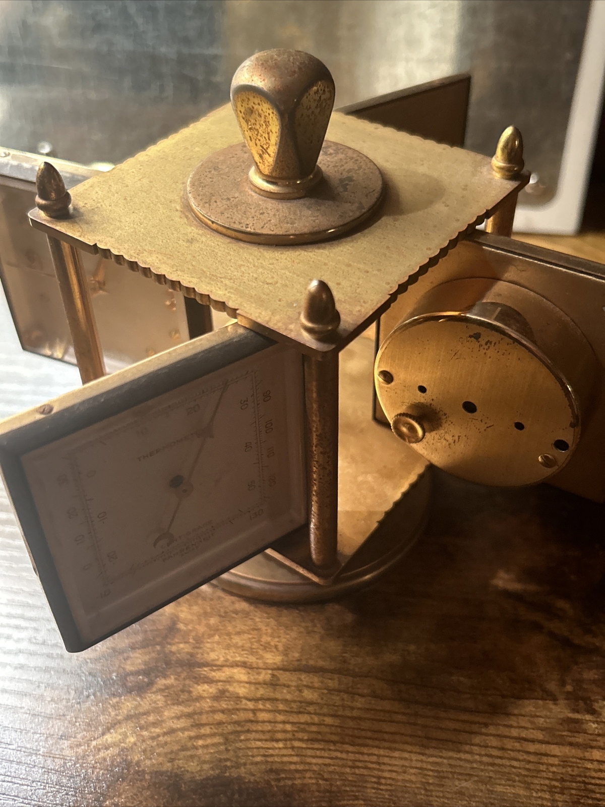 FINE IMHOF BRASS WEATHER STATION CLOCK BAROMETER HYGROMETER SWISS-SALEM ...