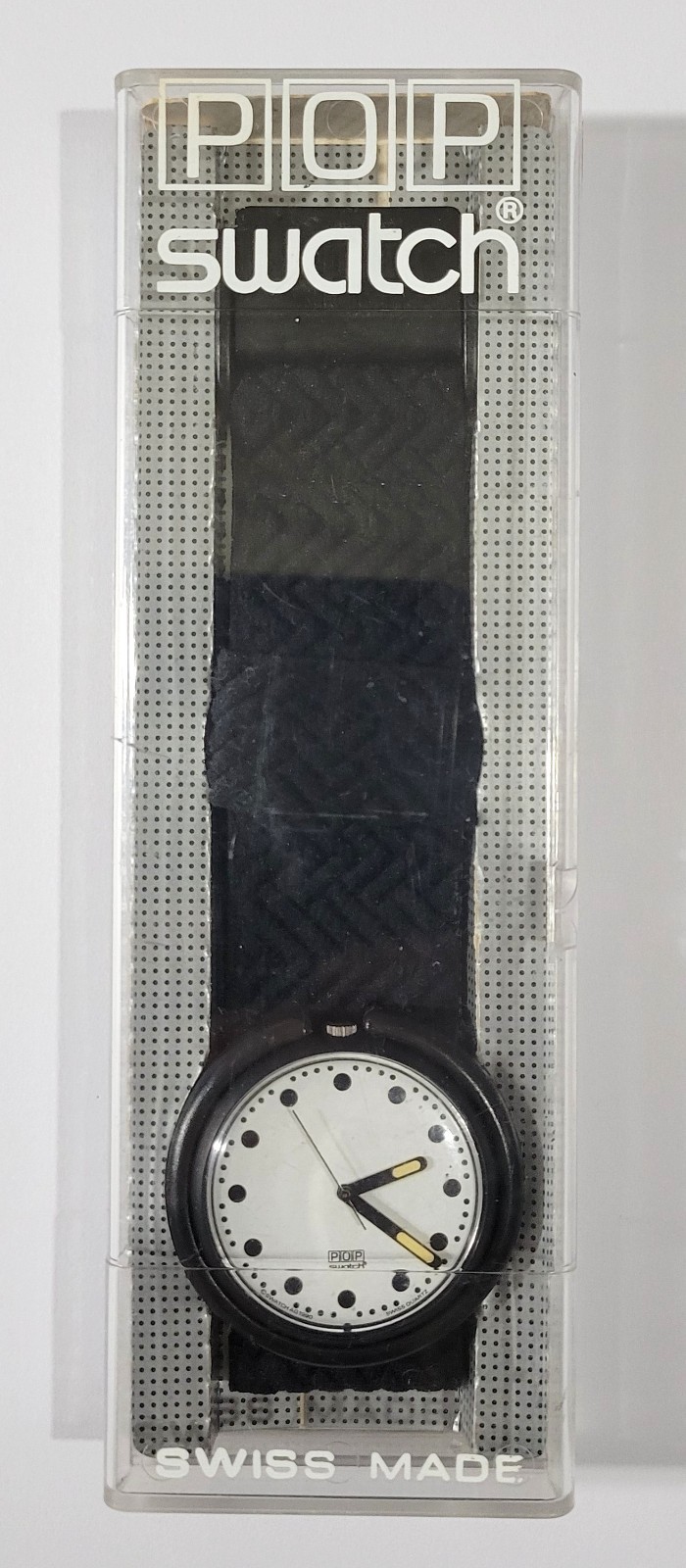 Vintage 1990 Black Swatch Pop Watch NIGHT PWB144 Dots… - Gem