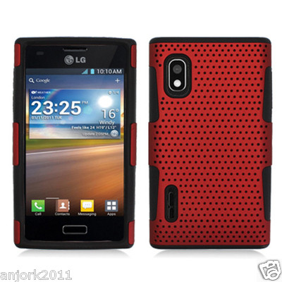 LG Optimus Extreme L40G Mesh Perforated Hybrid Case Skin Cover Red ...