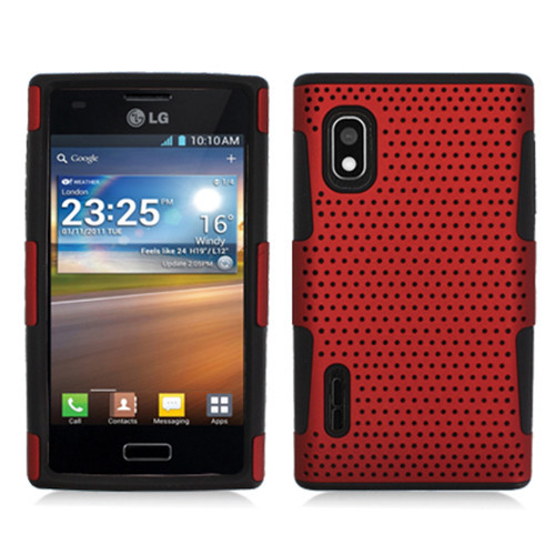 LG Optimus Extreme L40G Mesh Perforated Hybrid Case Skin Cover Red ...