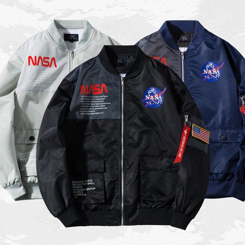 Sport Mens Flight Jacket Nasa Baseball Bomber Coat Lightweight Pilot ...