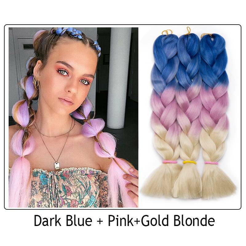 24" Ombre Colours Jumbo Braids Rainbow Braiding Hair Extensions Natural ...