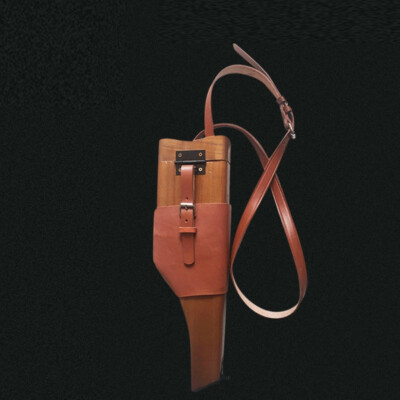 IN US!WW2 German Gun Wood Holster Box With Leather Belts Mauser Pistol ...
