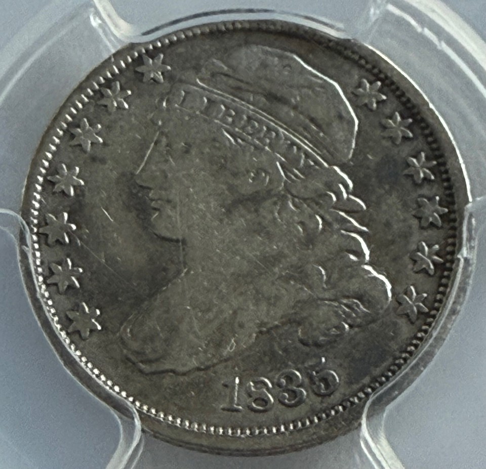 SS CENTRAL AMERICA 1835 CAPPED BUST DIME PCGS VG10 W/GOLD PINCH ...