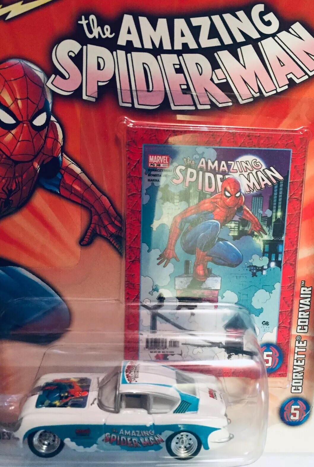 JOHNNY LIGHTNING THE AMAZING SPIDER-MAN CORVETTE - CORVAIR, RARE WHITE ...