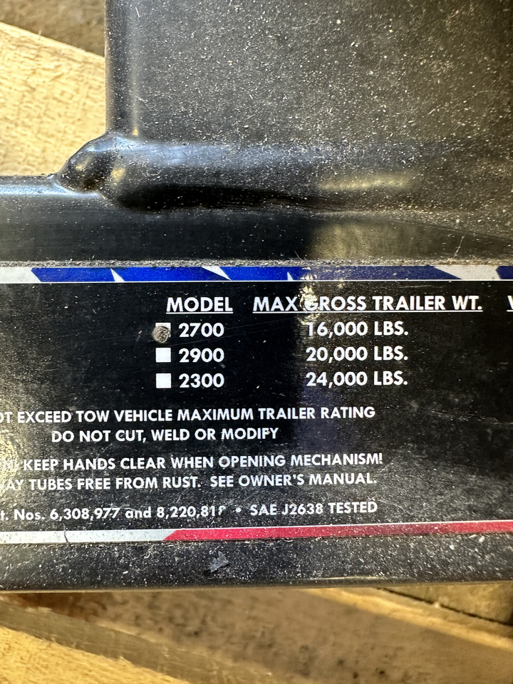 Pullrite Super Glide Model 2700 Auto Sliding 5th Wheel Hitch SAE J2638 ...