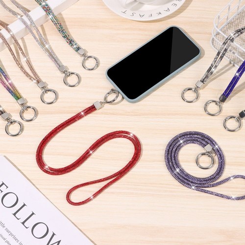 Crystal Anti-lost Rope Hanging Cord Wrist Straps Rhinestone Phone ...