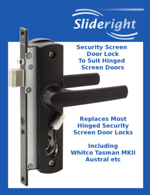Security Screen Hinged Door Lock Whitco Tasman MK2 Equivalent Black no ...