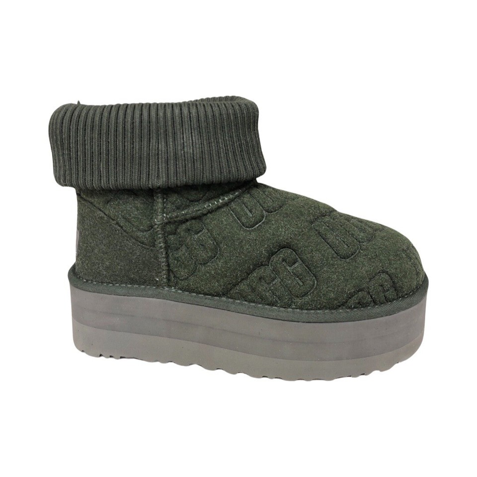 UGG Women's Classic Mini Platform Felted Boots 1144047 Black Grey ...