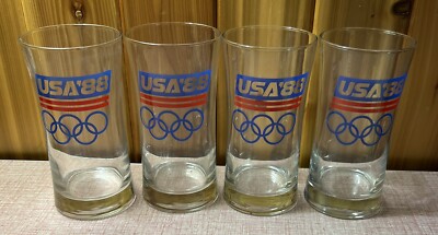 4 VINTAGE USA OLYMPICS 88 GLASS TUMBLERS GLASSES | eBay