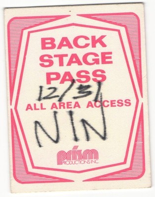 Vintage 1990 Nine Inch Nails Backstage All Area Access Pass Detroit MI ...