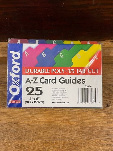 Oxford Poly Index Card Dividers A-Z Guides 4" x 6" Durable Asst'd ...