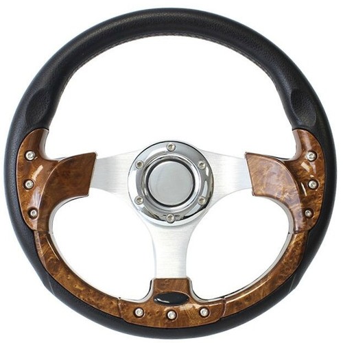 12.5" Burl Wood Steering Wheel Set EZGo Golf Cart w/ Column Cover 1970 ...