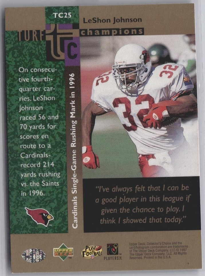 1997 Collector's Choice Turf Champions Football Card #TC25 LeShon ...