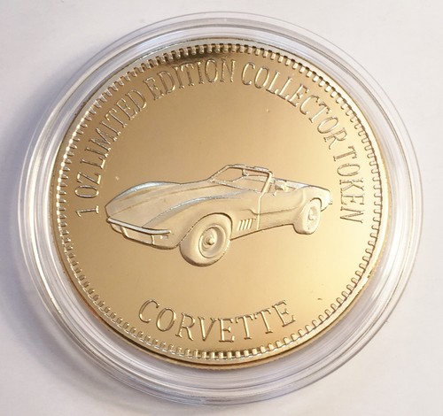 "CORVETTE" Muscle Car Series 1 0z HGE 999 24k Gold Coin/token LTD 2,500 ...