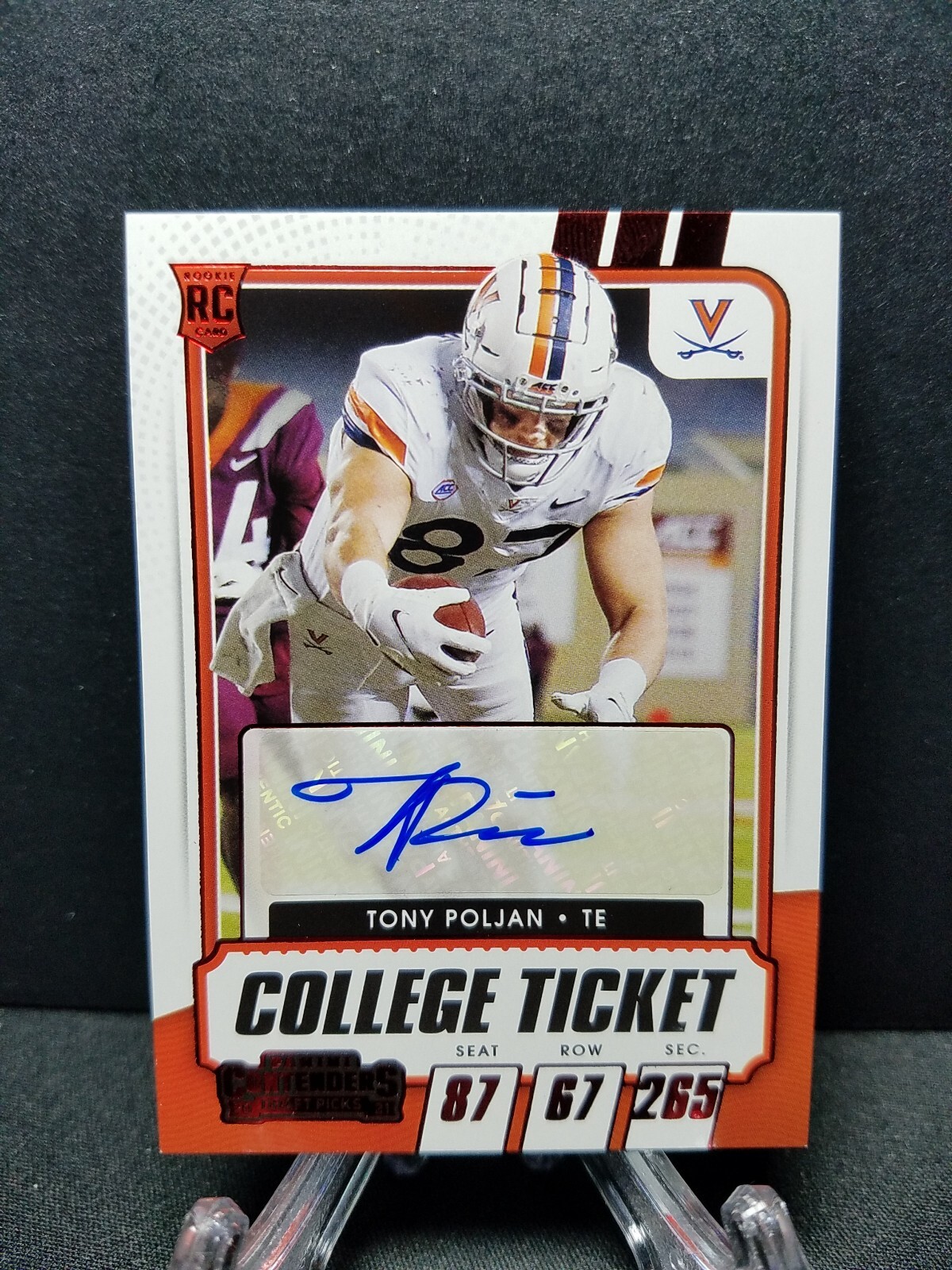 2021 Contenders Tony Poljan College Ticket Auto Red #316 Virginia ...