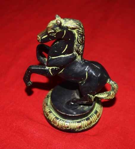 Brass Horse Figurine Idol Office Table Showpiece Dec Rearing Animal ...