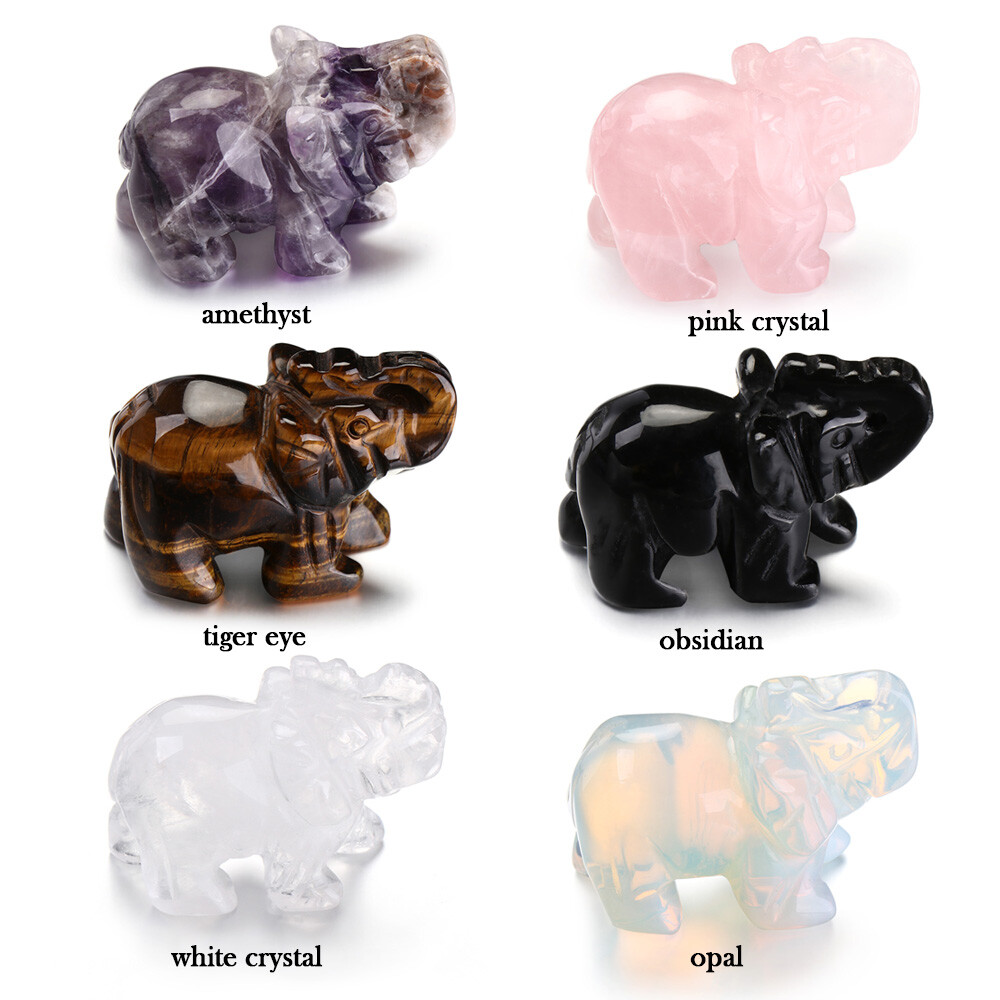 Figurine Carved Animals Statues Natural Mineral Quartz 2" Crystal ...