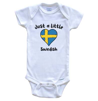 Just A Little Swedish Cute Sweden Flag Heart Baby Bodysuit | eBay