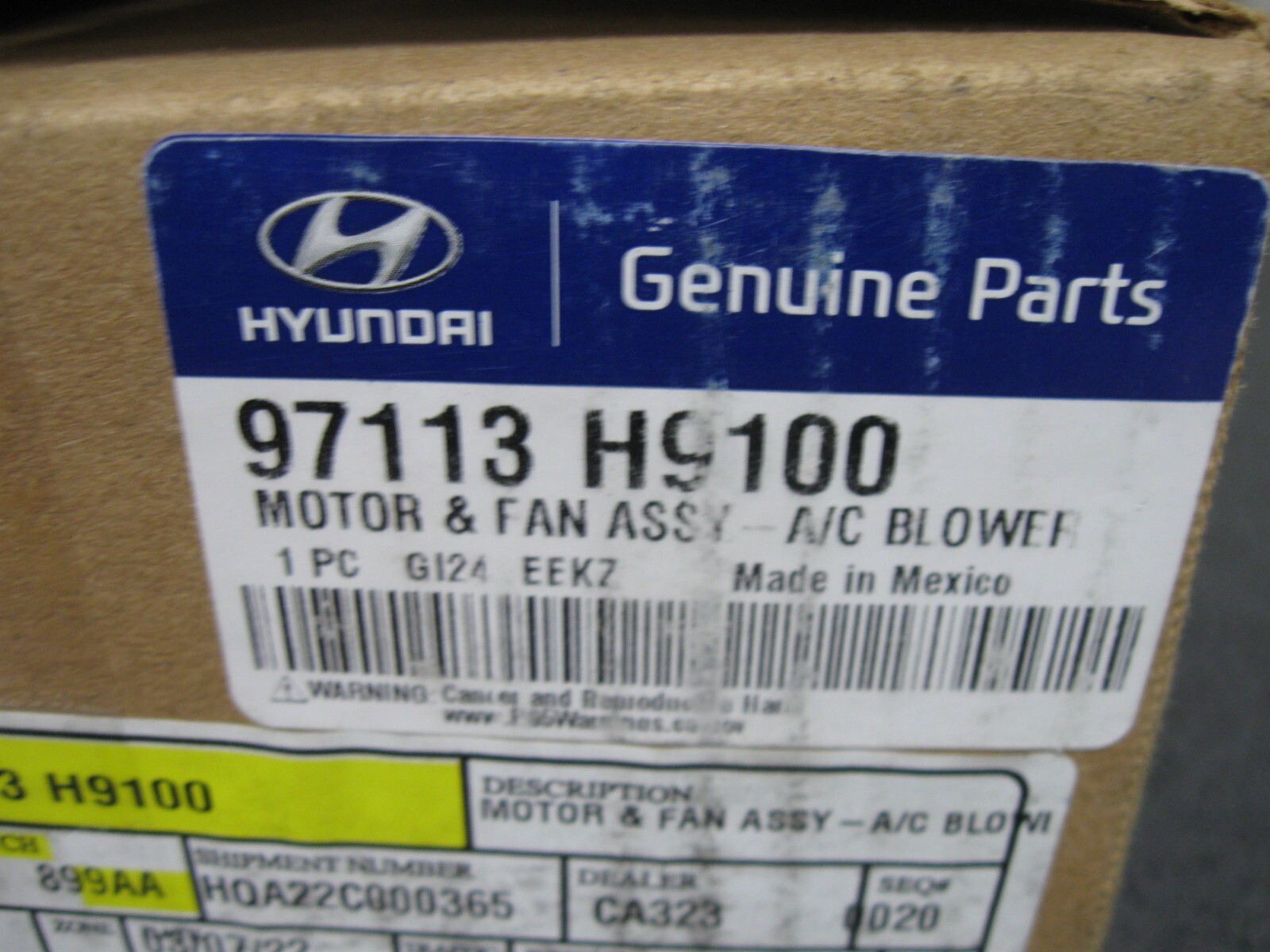 Hyundai 97113-H9100 HVAC A/C Blower Motor & Fan for 18-22 Accent | eBay