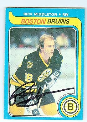 Rick Middleton autographed hockey card (Boston Bruins) 1979 O Pee Chee ...