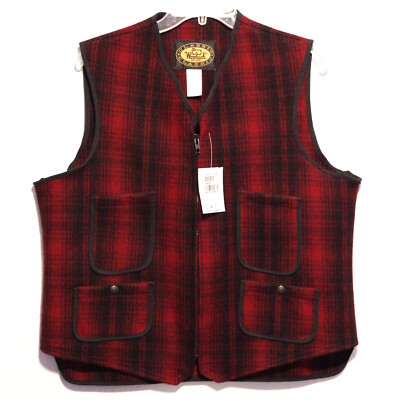 Vintage Woolrich Classic Wool Vest Size Large Red Plaid Buckle Back USA ...