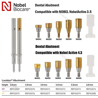 Locator Abutment compatible with Nobel Active NP/RP Male Caps Titanium ...