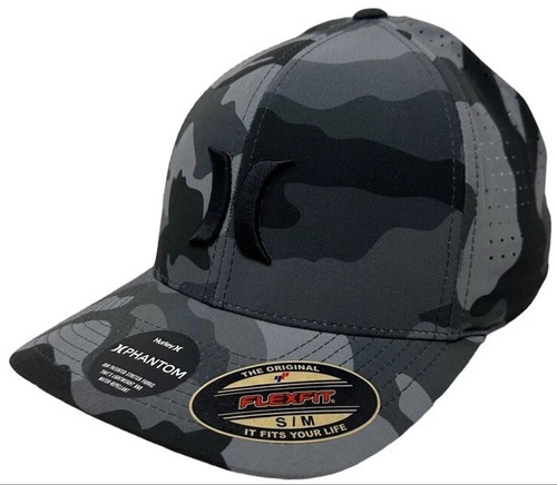 Hurley Men's Dri-FIT Phantom Camo Camouflage Flex Fit Hat Cap Grey Blue ...
