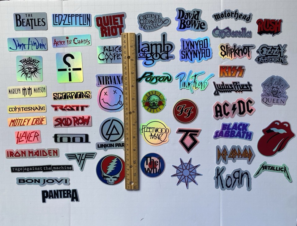 50 Large Classic Rock Stickers 50s 60s 70s 80s 90s Rock & Roll ...