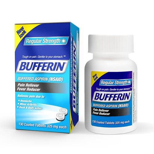 Bufferin Aspirin 325mg, Pain Reliever & Fever Reducer, with 130 Count ...