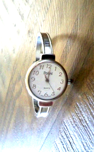 Watch Womens New Battery Polini Silver Tone Round Snap Bracelet Large ...