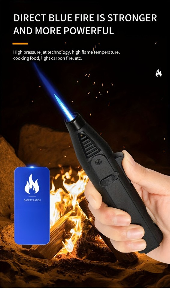 Bright Lighter Refillable Torch Windproof Straight Torch Blue Flame ...