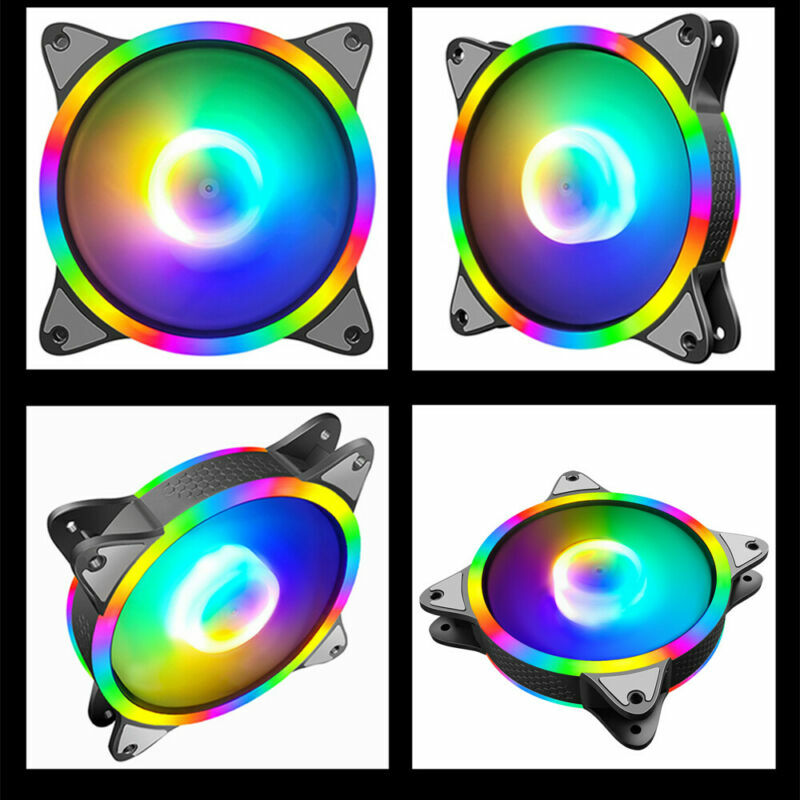 6 Packs RGB LED 120mm ARGB & PWM PC Computer Case Cooling Fans Black ...