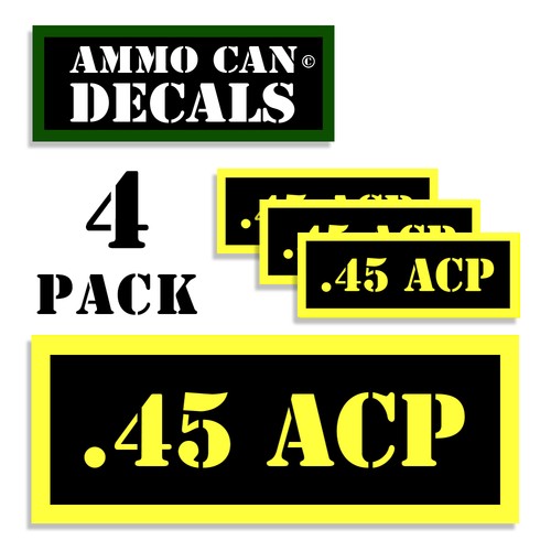 45 ACP Ammo Can 4x .45 Labels Ammunition Case 3"x1.15" stickers decals ...