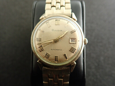 33.1MM BULOVA AUTOMATIC W/ DATE WRIST WATCH KREISLER STELUX BAND ...