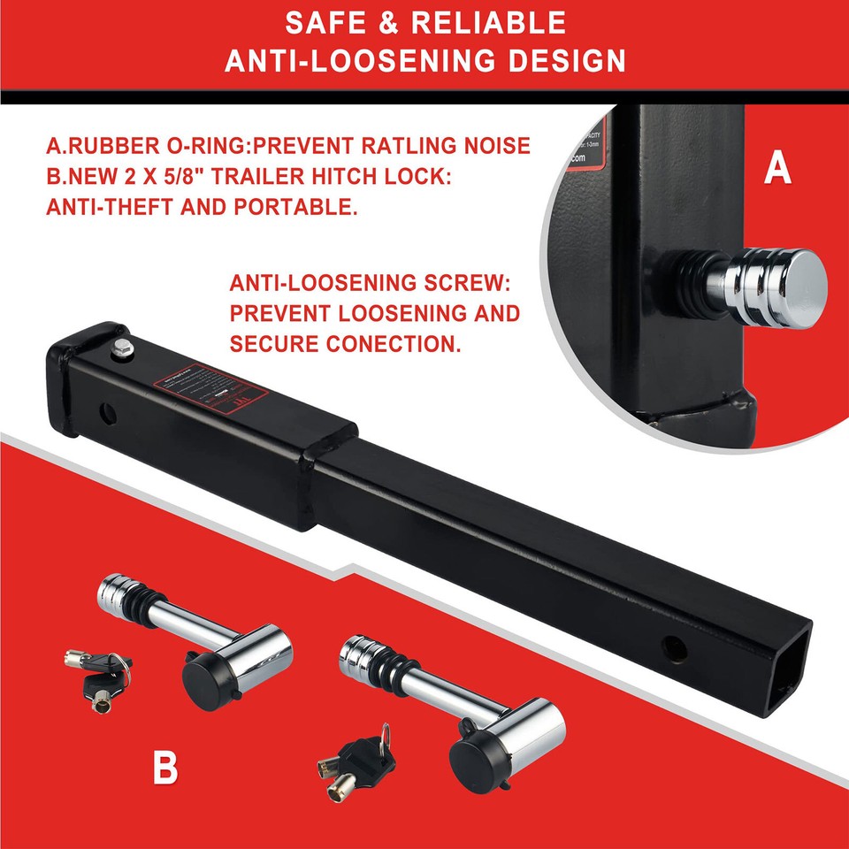 Trailer Hitch Extension 18" Trailer Extender 5000 lbs 5/8" Towing Hitch ...