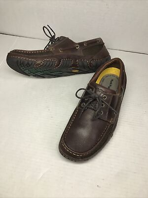 HUSH PUPPIES Vibram Mens Brown Leather Lace Up Loafer Deck HUSH PUPPIES Vibram Mens Brown Leather Lace Up Loafer Deck