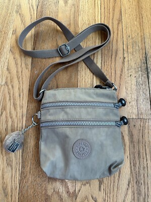 Mini Kipling Alvar Khaki Crossbody Triple Zip Top Shoulder Bag Purse | eBay