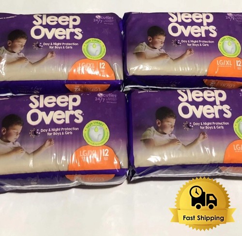 4 PACK Cuties Sleep Overs Incontinence Pull Ups LG/XL 60-125 lbs 48 ...