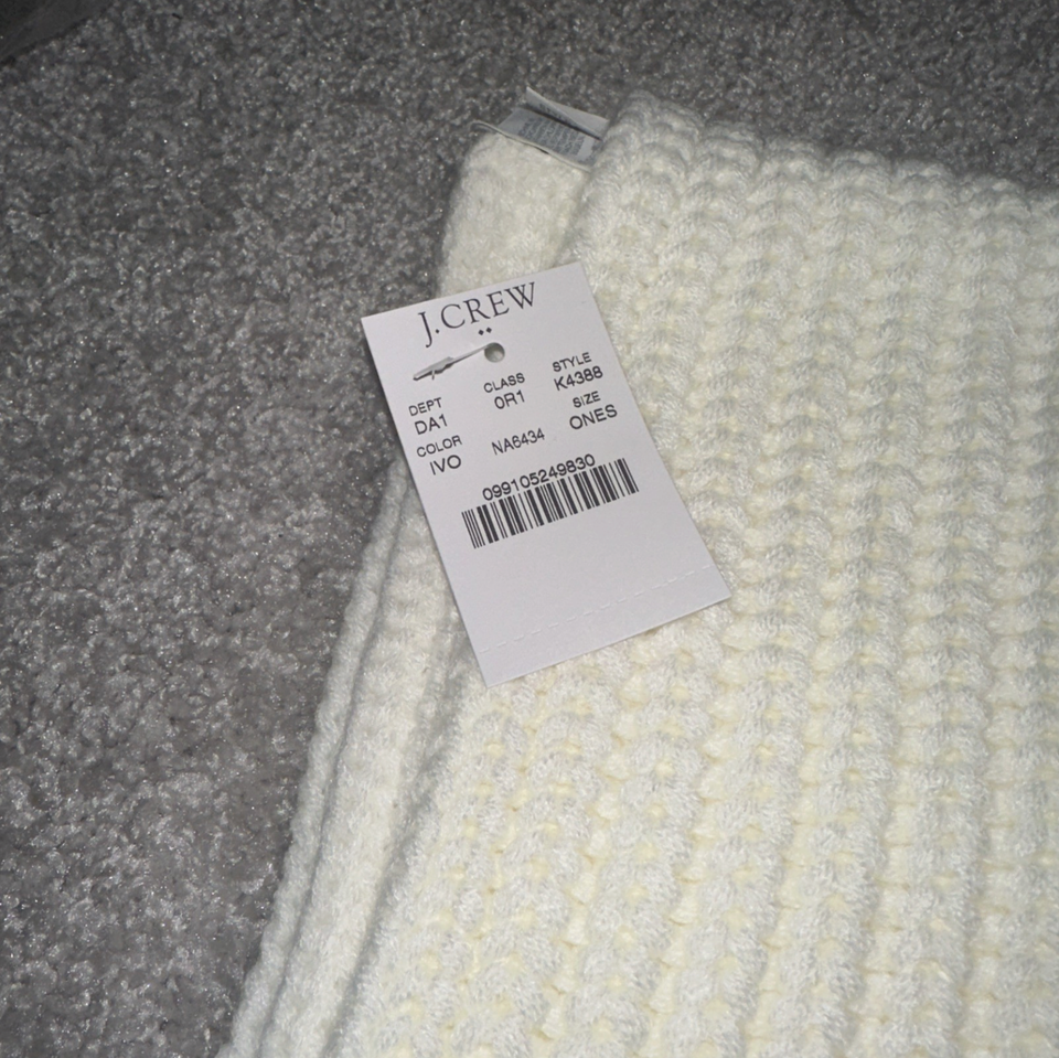 NWT J. Crew K4388 Super Soft Scarf Snowy Ivory Cozy Ribbed Scarf Warm ...