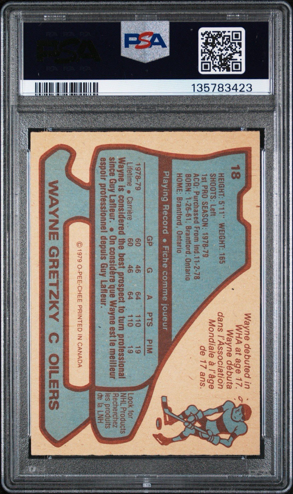 1979 O-PEE-CHEE #18 WAYNE GRETZKY RC ROOKIE PSA 8.5 NM-MT+ Centered ...
