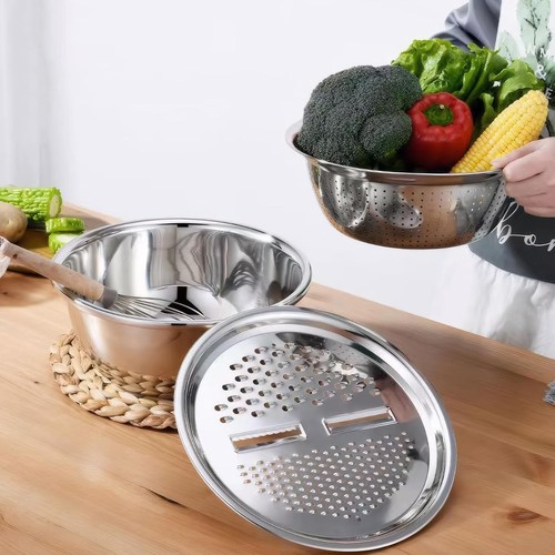 1 Set of Multifunctional Stainless Steel Basin,3-in-1 Silver | eBay