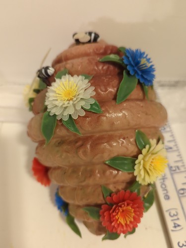 Bee Hive 8" Figure Faux Fake for Indoor Use Flowers Bees Red Yellow ...