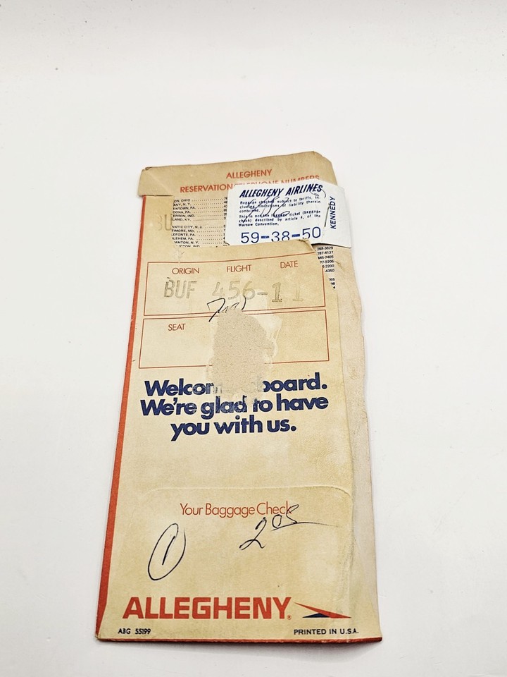 Allegheny Airlines Envelope & Luggage Tag - JFK - 1970s | eBay Australia