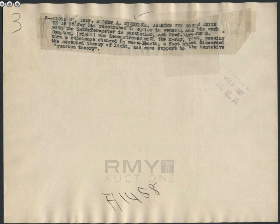 1927 Arthur Compton & Albert Michelson, "Physicists Win the Nobel Prize ...